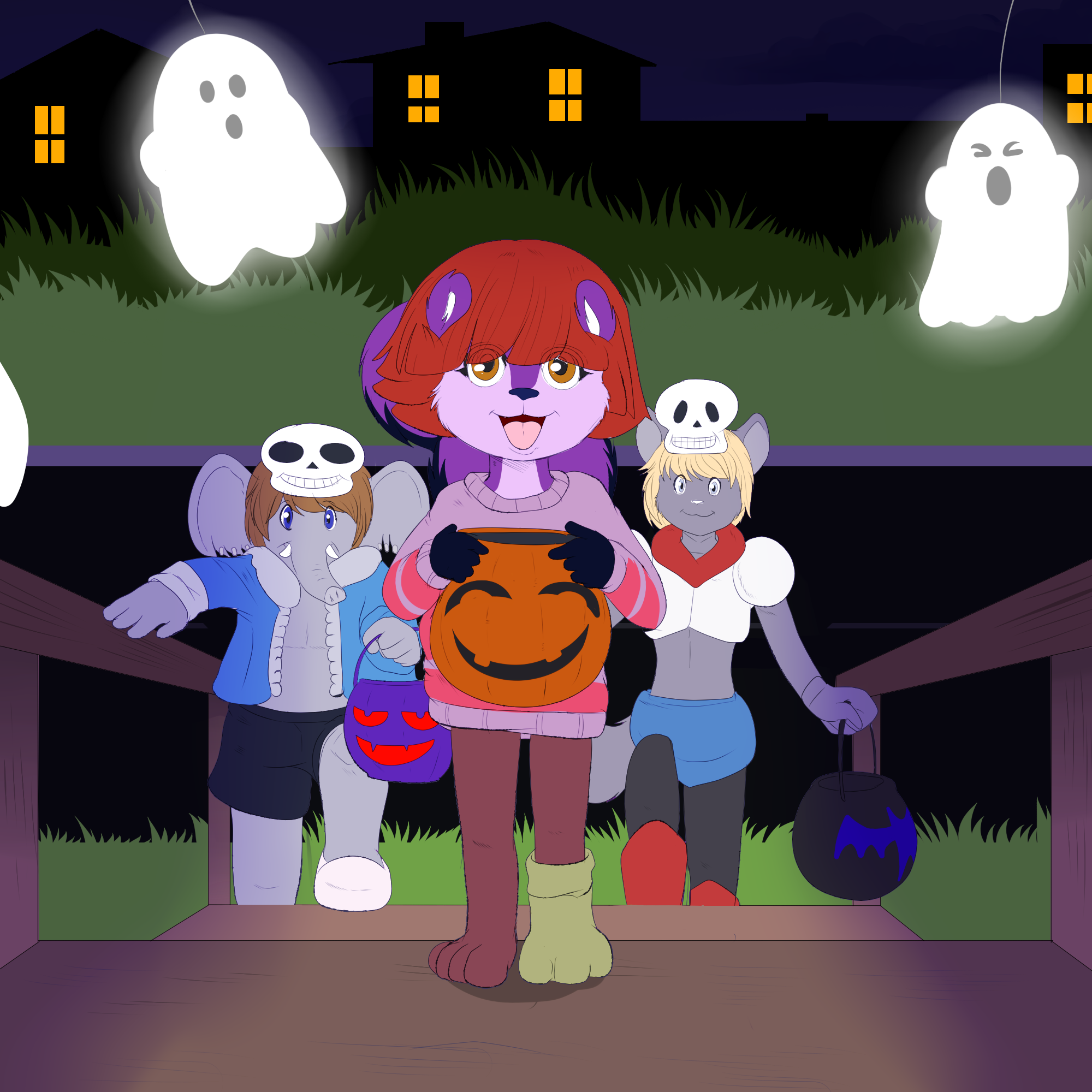 Spooky costumes !! give us some candy >: ) by Launny