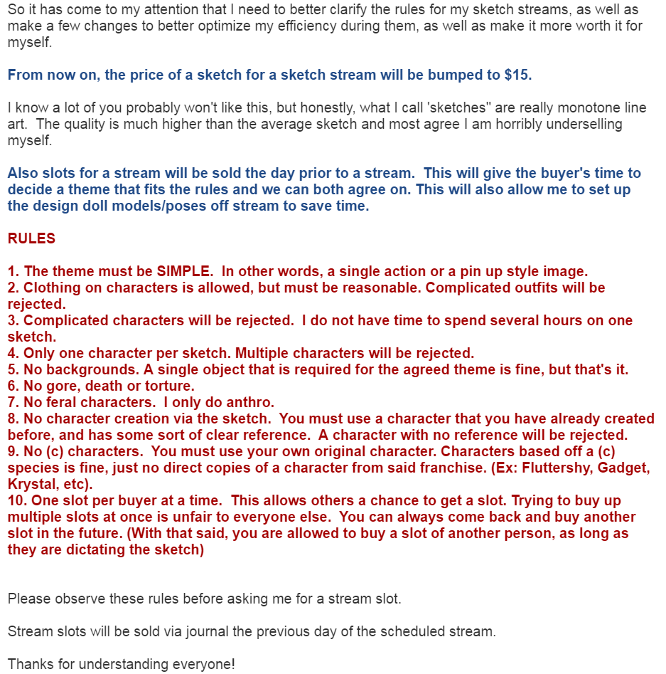 Sketch Stream Rules/Policies by TanukiArts