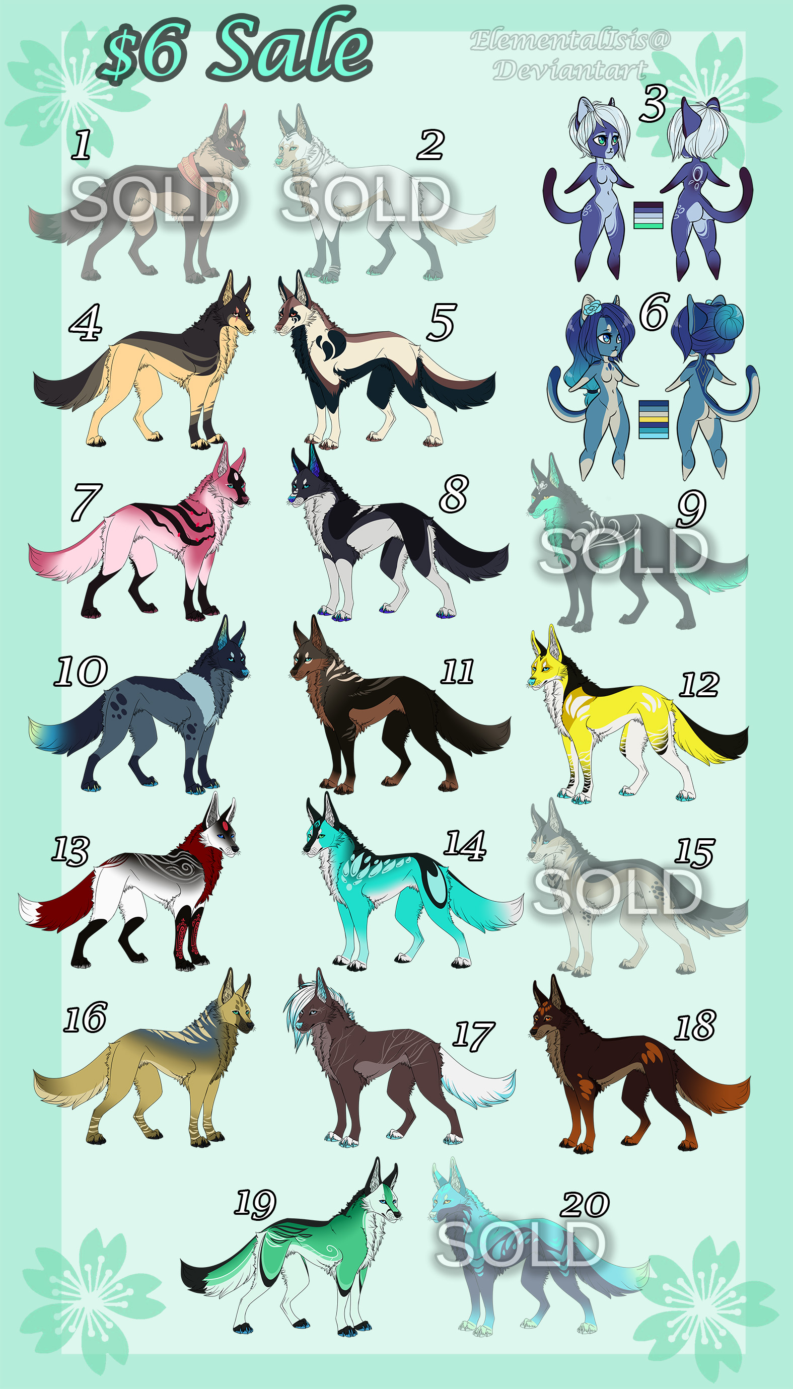 $6 Adoptables Sale [12/20 OPEN] by ElementalIsis