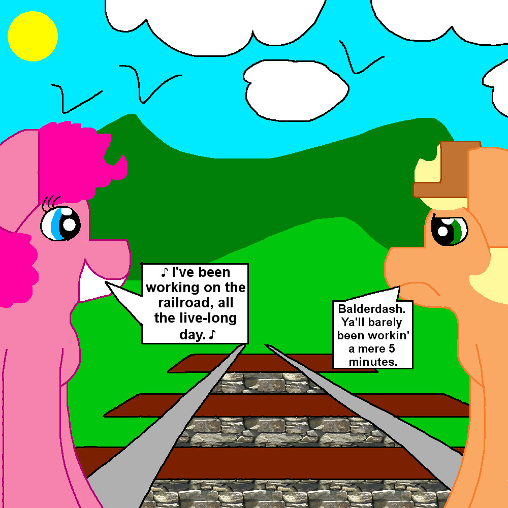 Pinkie Pie and Applejack' Railroad Work (Redrawn) by MasterMarik