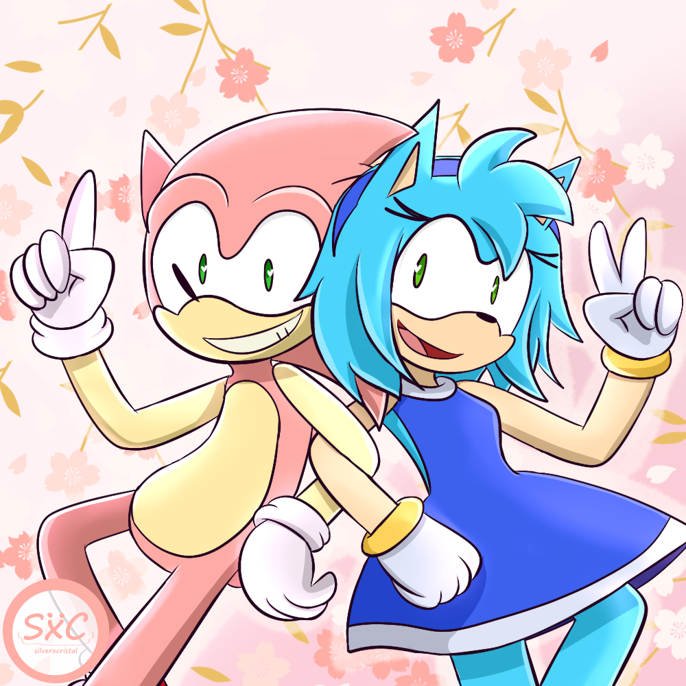 Pink Sonic Blue Amy by silverzure