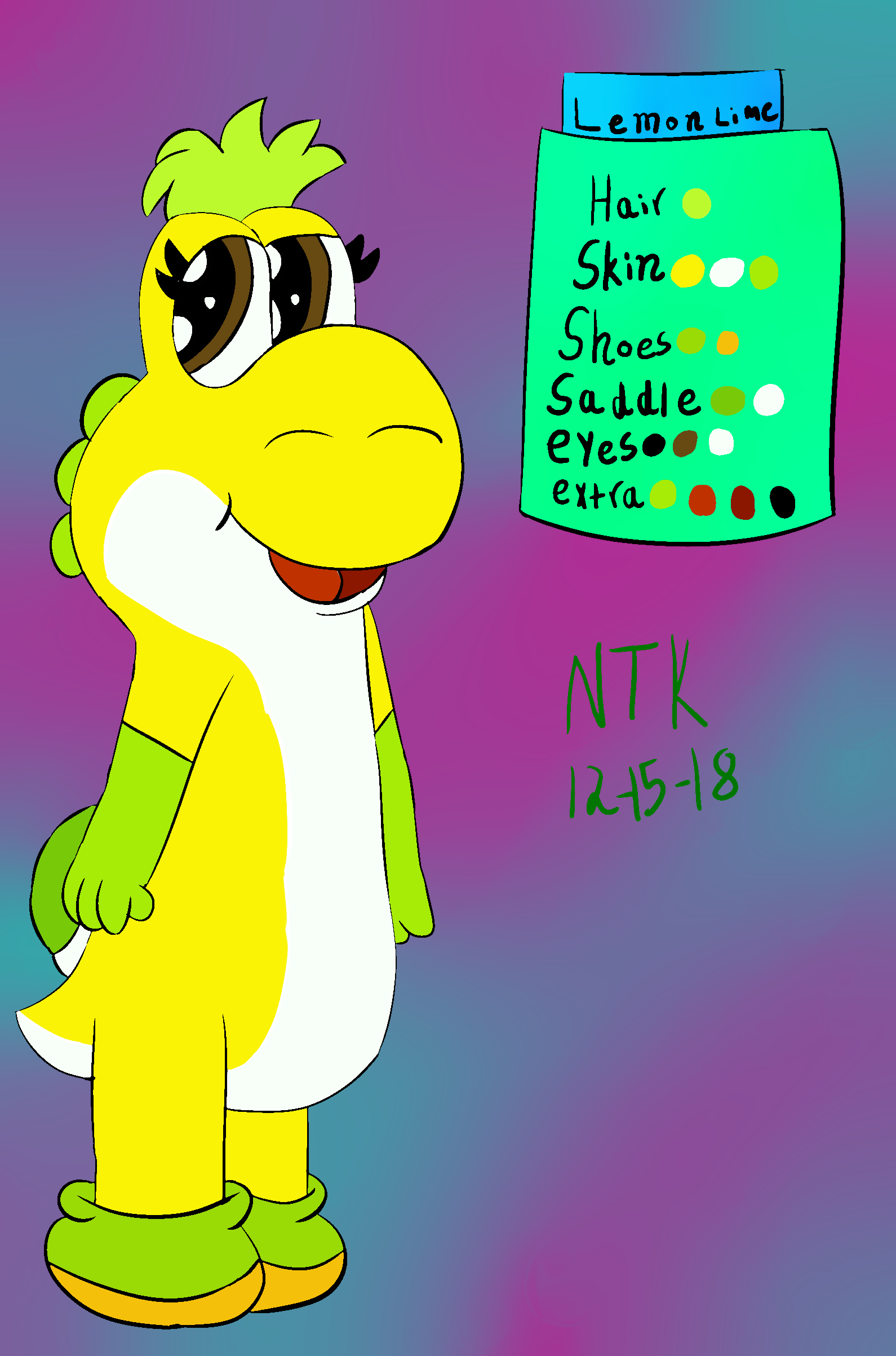 (OC) Lemon Lime The Yoshi Reference Sheet by ColeSmurf23