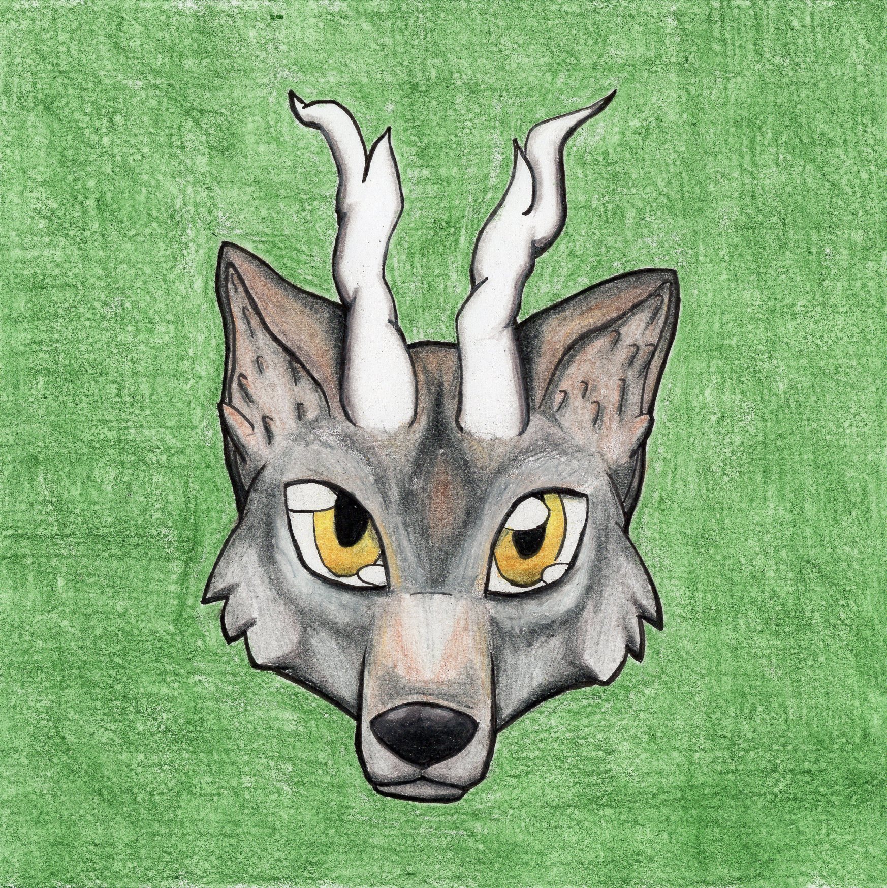 Horned Wolf Headshot Commission by FurredLemon