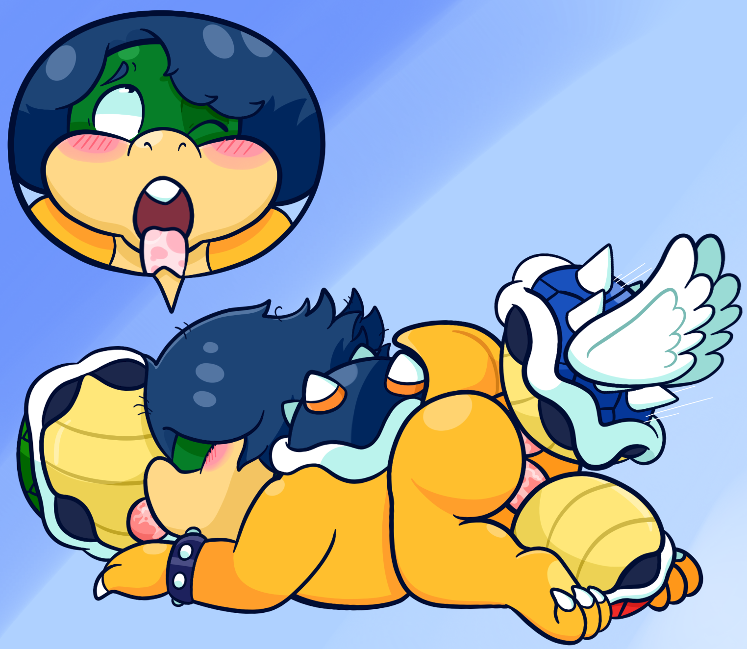 Rule 34 2019 Ahe Gao Anal Anal Sex Anthro Ass Blue Hair Blue Shell Blush Bracelet Double Anal