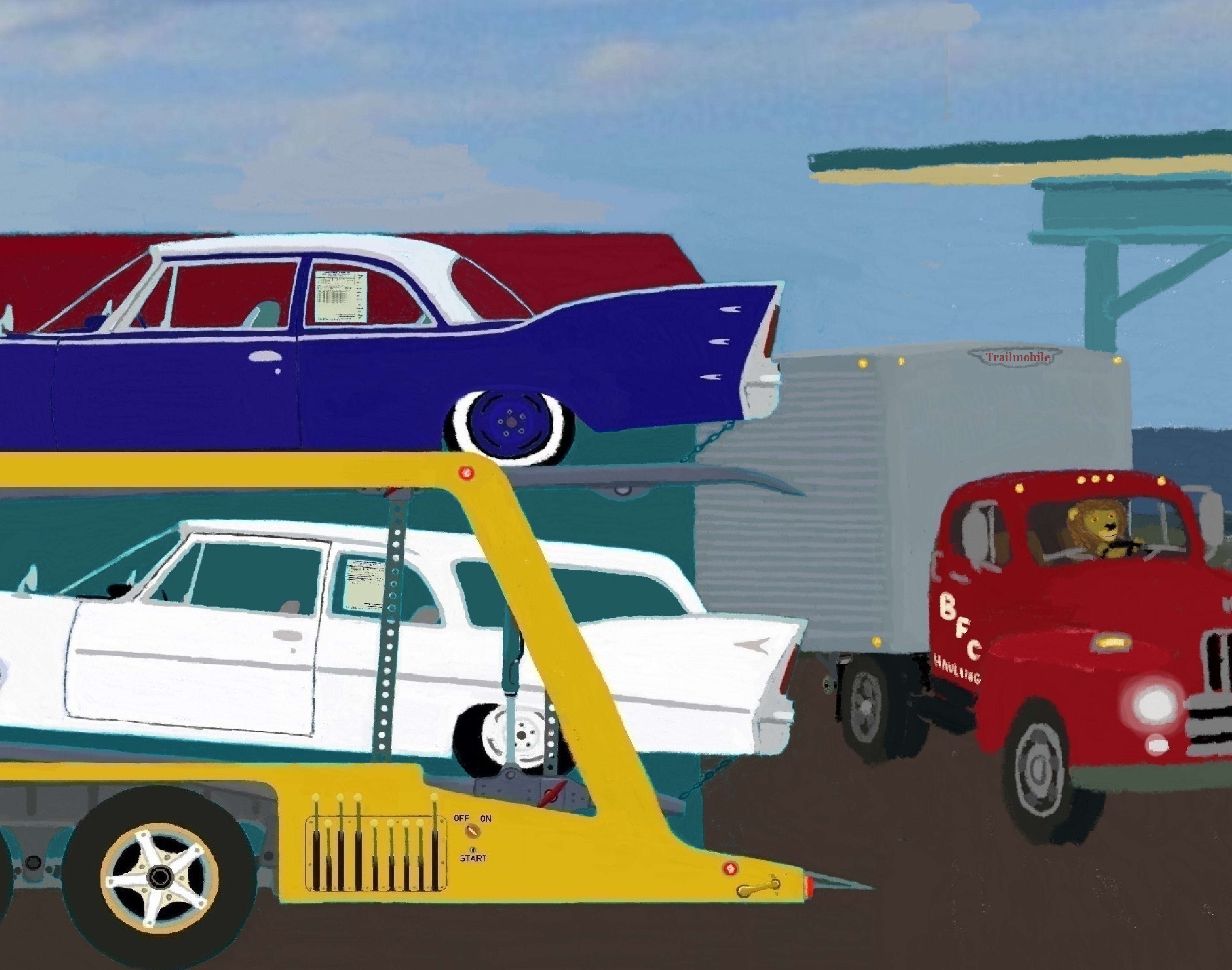 Southbound With a Load of Cars - Furclad Version by moyomongoose