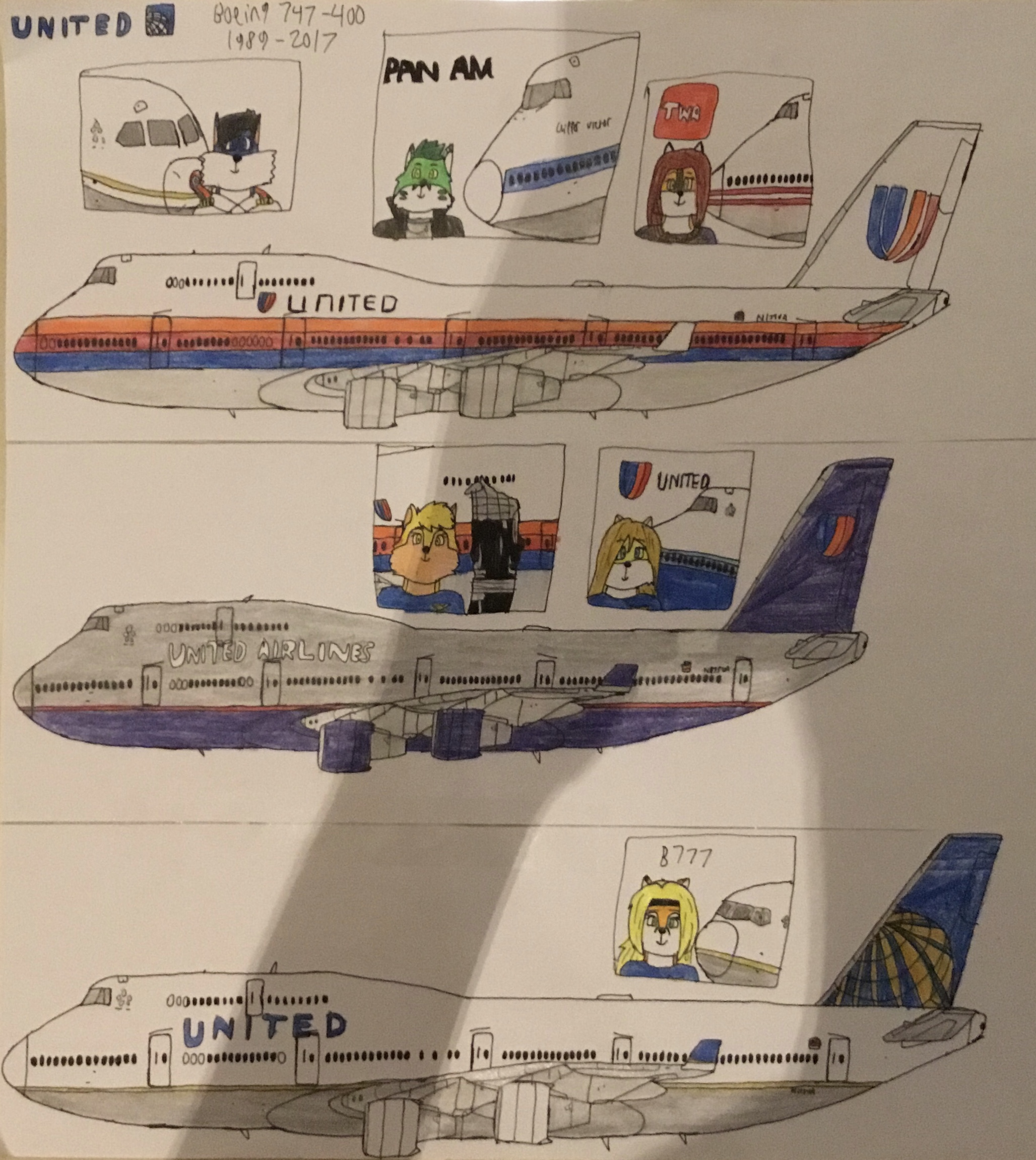 History of United Airlines 747 4/4 by WerewolfVincent