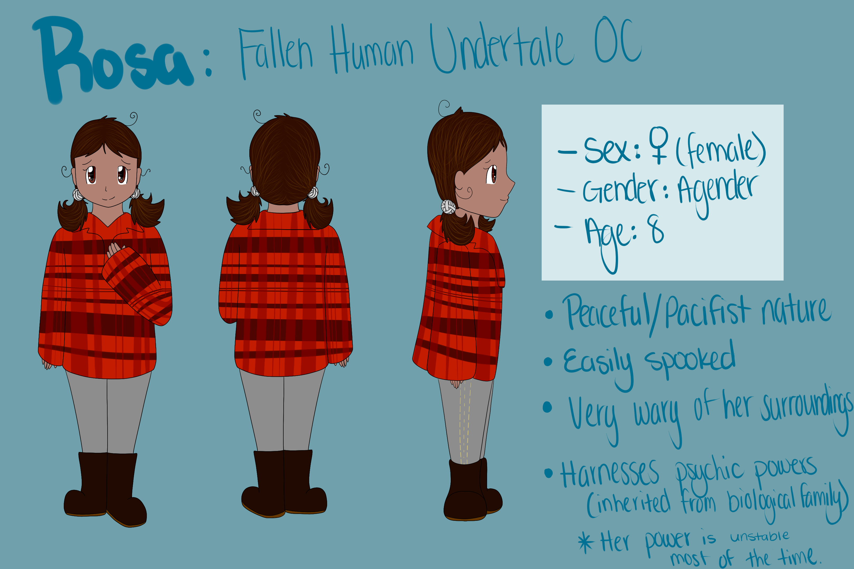 Rosa (Undertale OC) Reference Sheet by LadyNightosphere