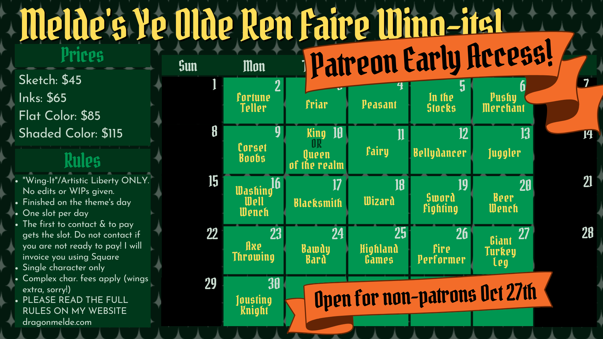 Patreon Early Access: Ye Olde Ren Faire Wing-its by Dragonmelde