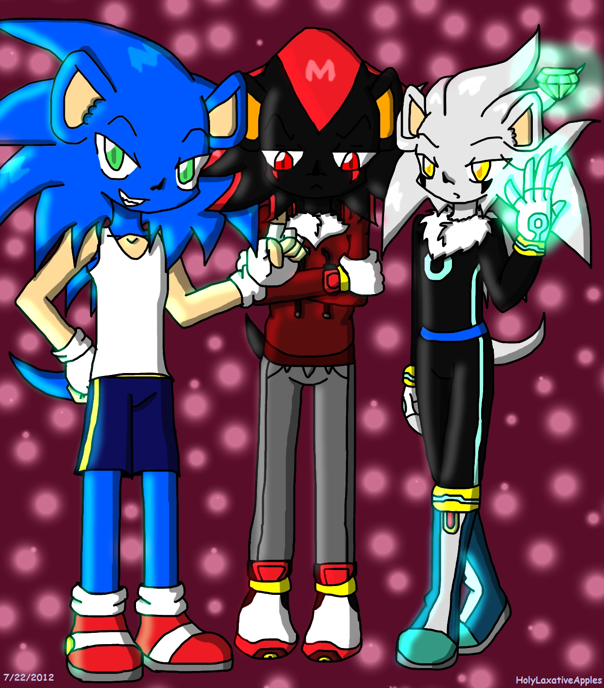 Sonic, Shadow and Silver (In My Art Style) by HolyLaxativeApples