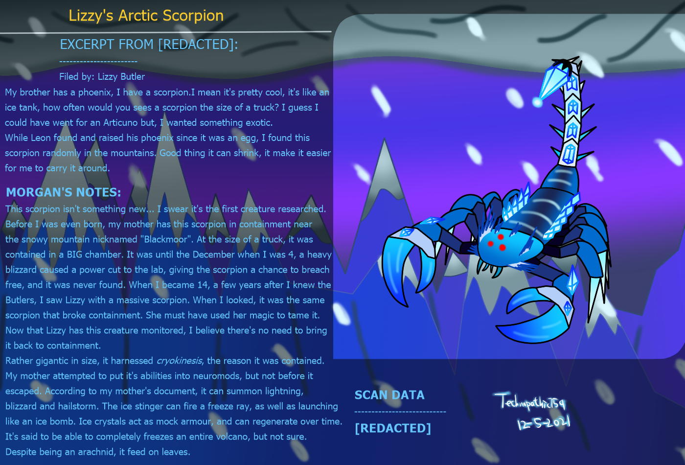 Creature concept-- Lizzy's arctic scorpion by Netherkitty