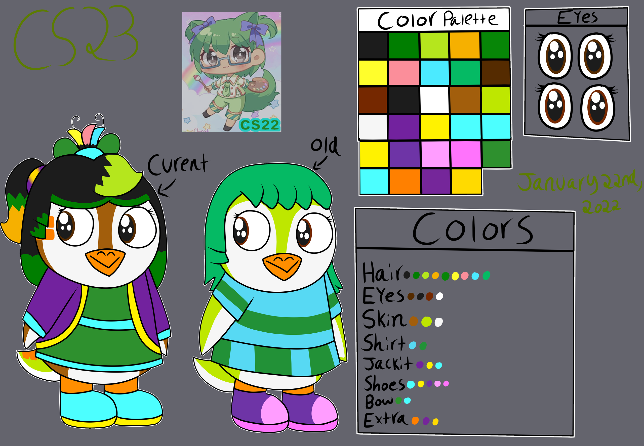 Cole The Penguin (ACNH Sona) Reference Sheet by PikminFan25