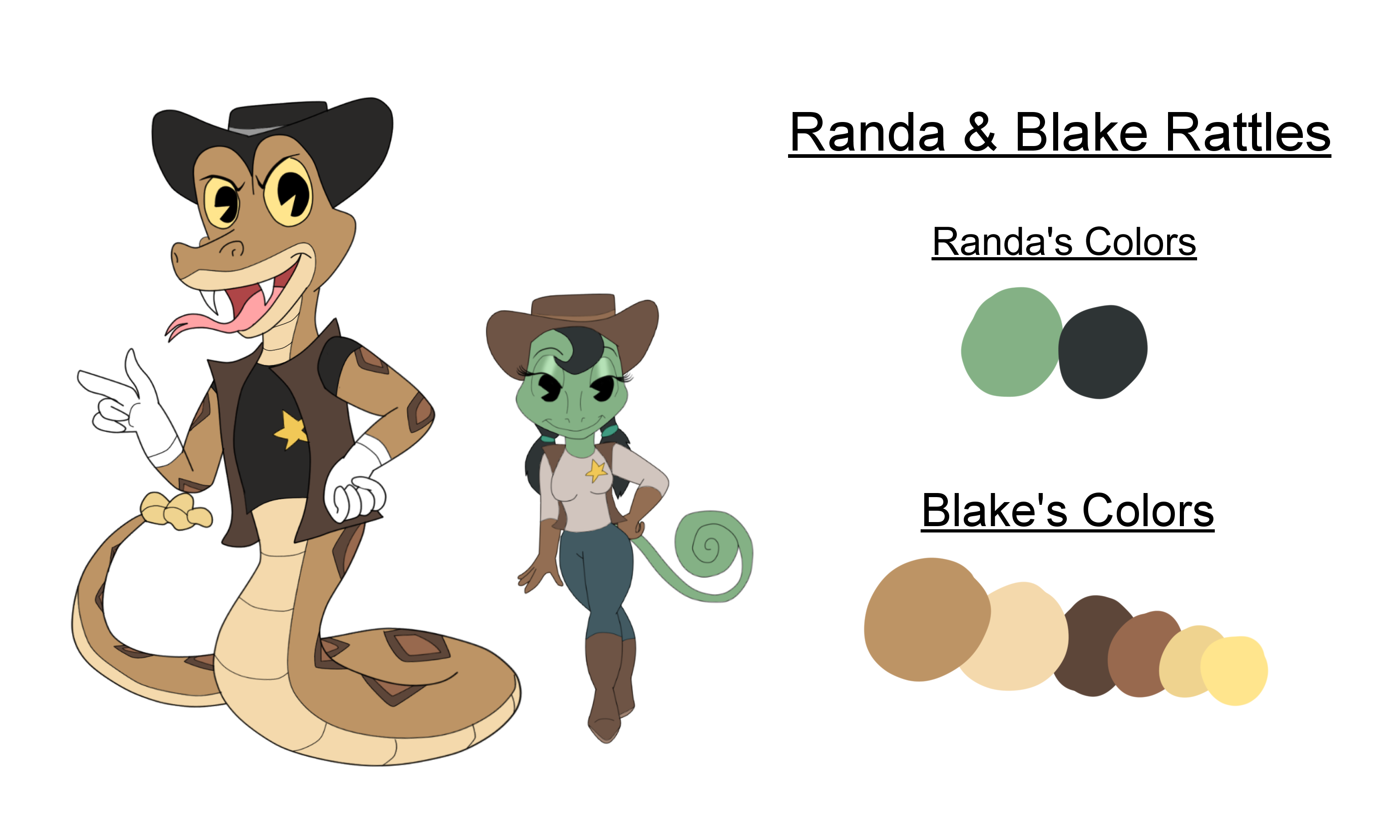 Cuphead OCs - Randa and Blake Ref Sheet by KendraEevee