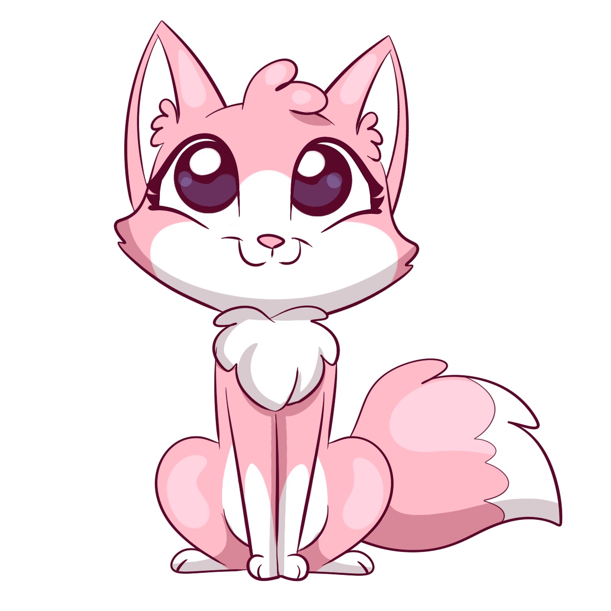 Cute pink fox by AlexUmkaArt