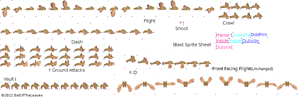 Sprite Sheet For Blast the Bat 2022 Version by BatOfTheLeaves