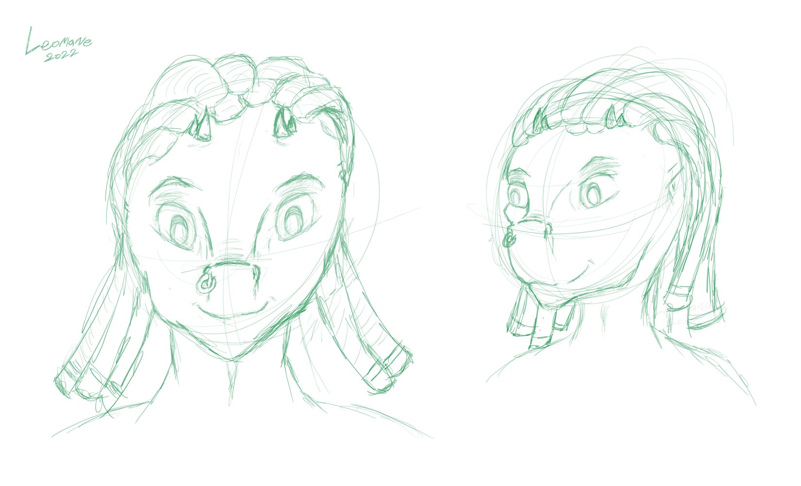 Deegan head sketches by Leomane