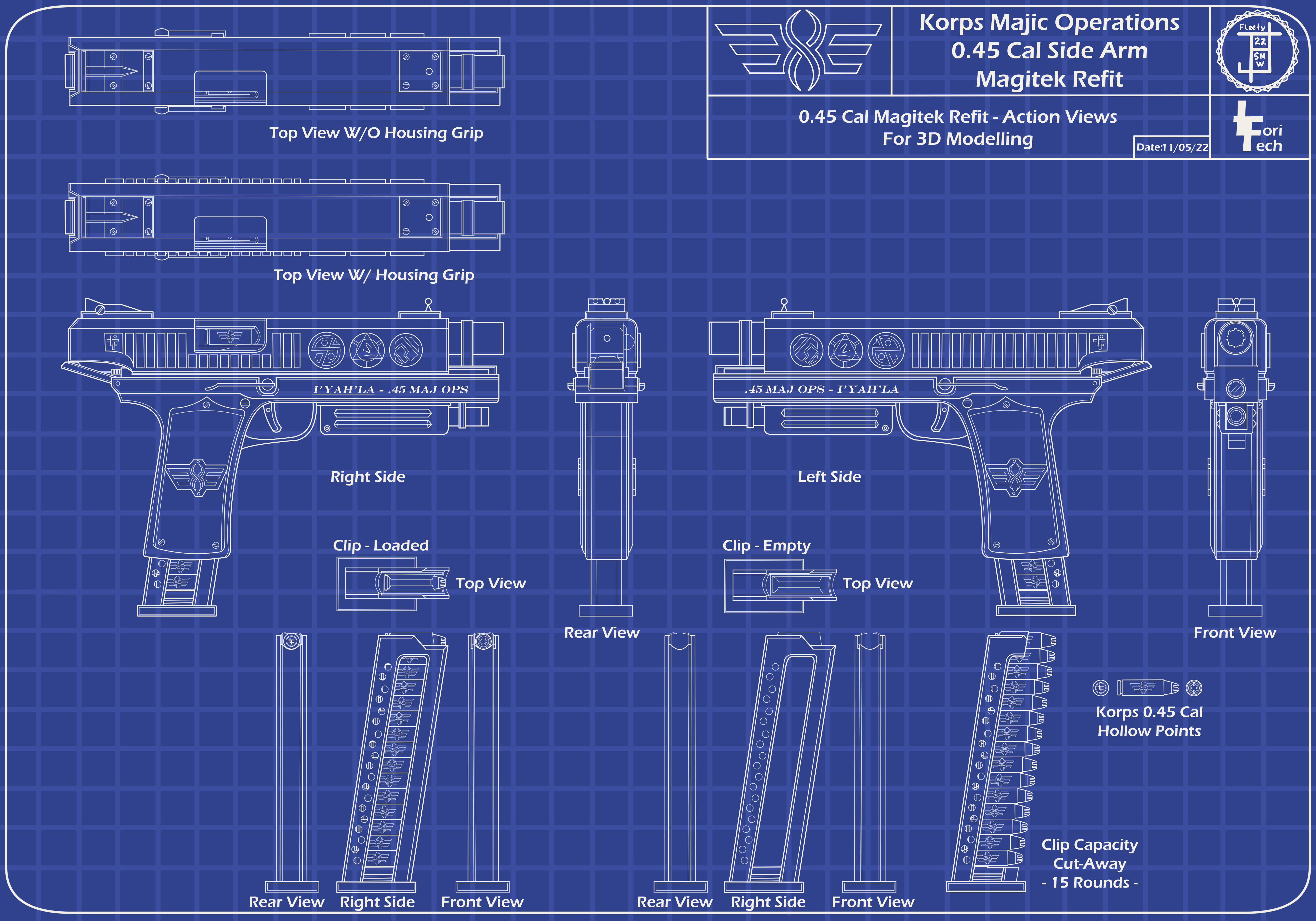 45 Majic Op Gun - Action Sheet - Blue Print by Fleety