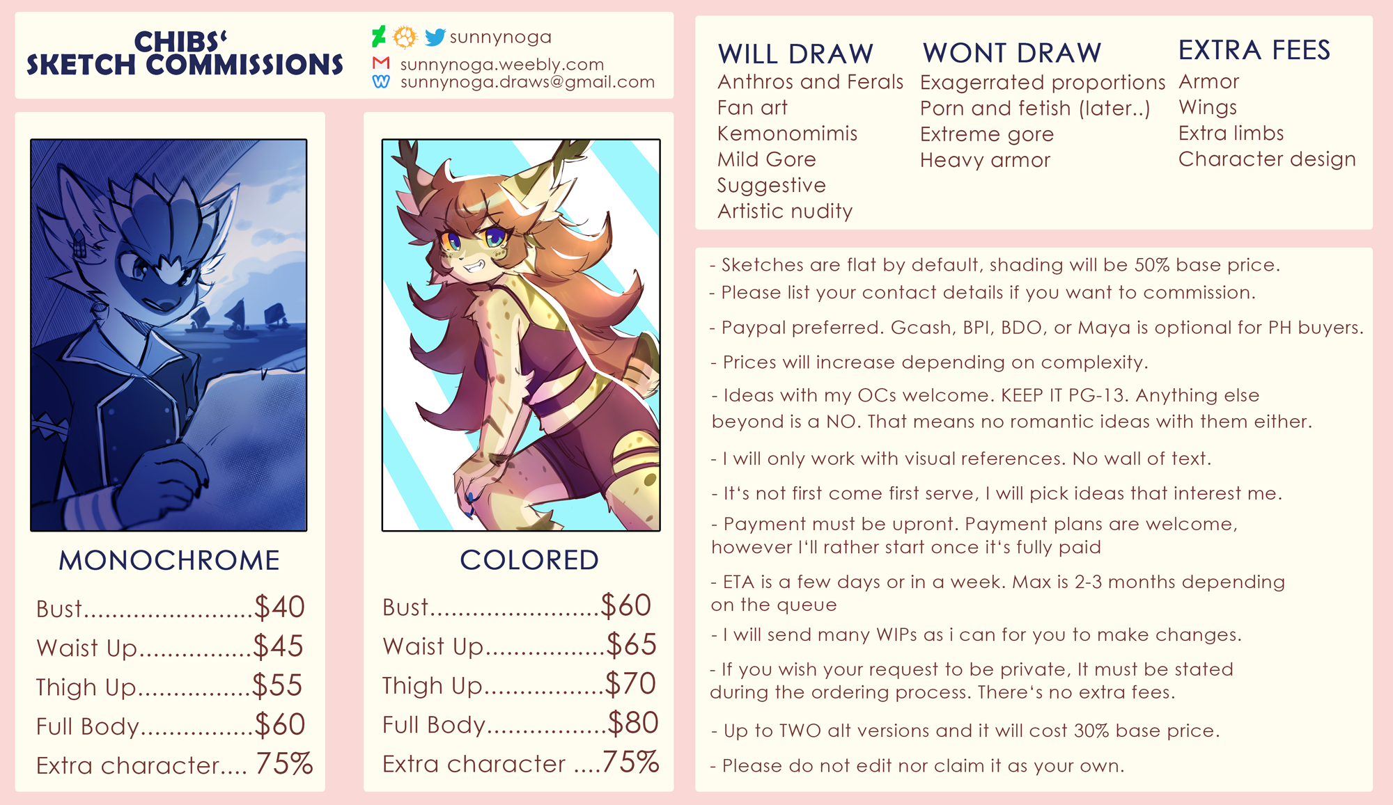 SKETCH COMMISSIONS OPEN by Sunnynoga