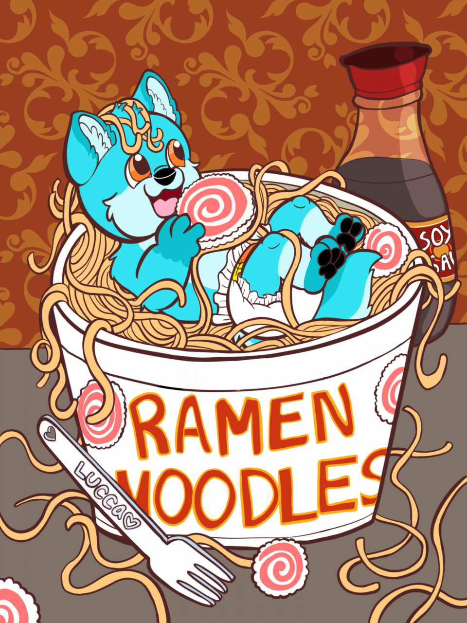 Ramen Lover Wolf -By MaruchanBoy- by DanielMania123