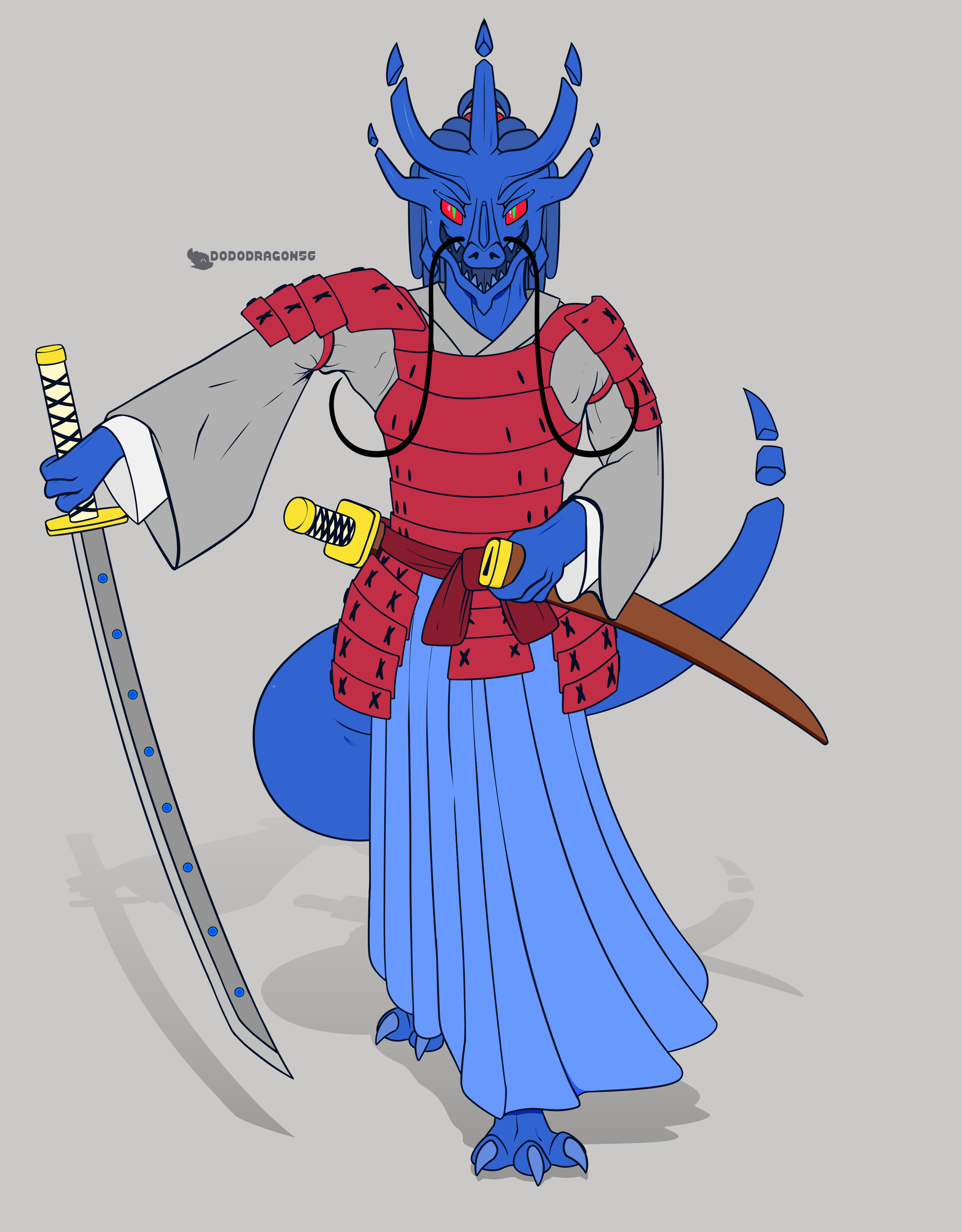 Ryujin Kensai, The Sapphire Dragonborn by Zeromegas