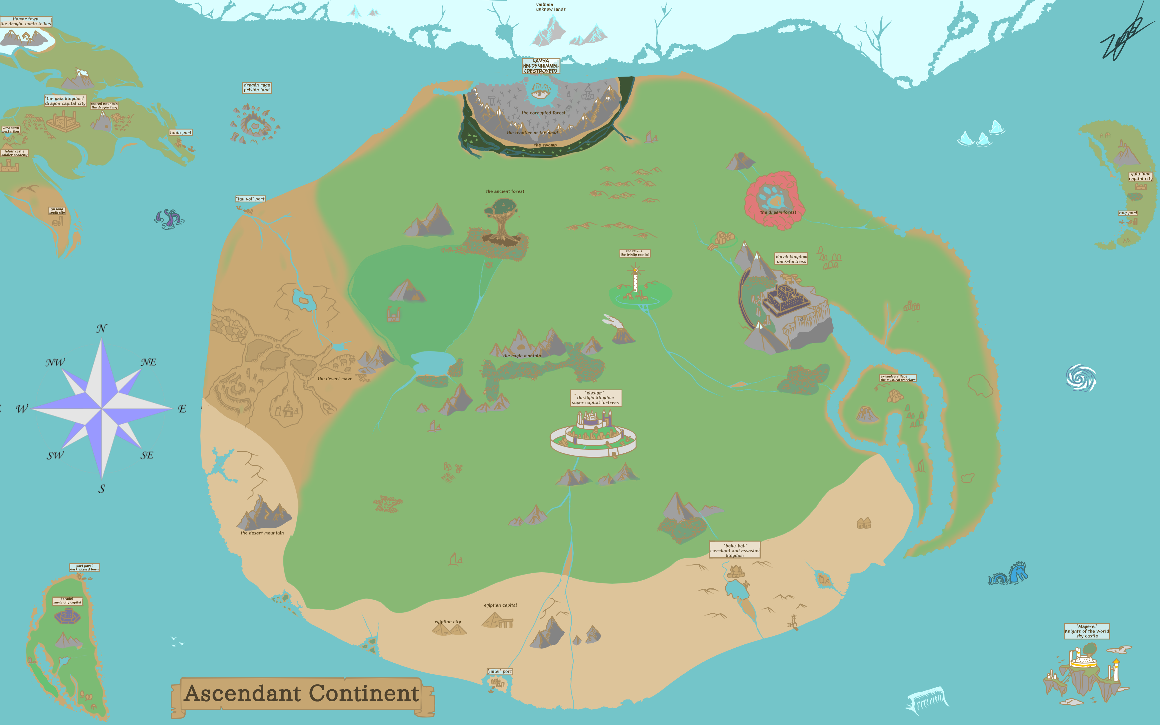 Ascendant continent map by ZeroTheWolfOmega