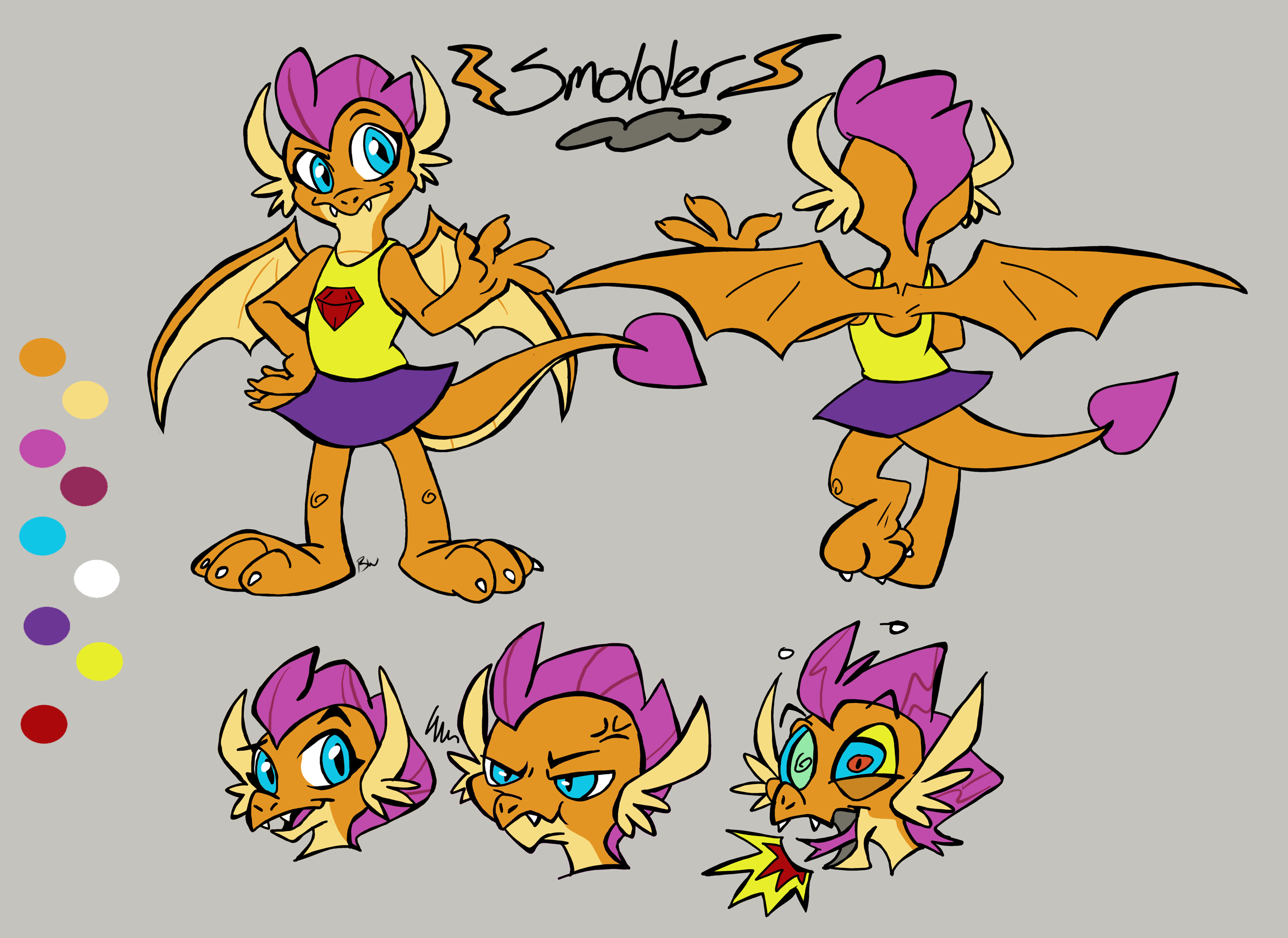 Smolder V2 ref sheet by Foxlover91