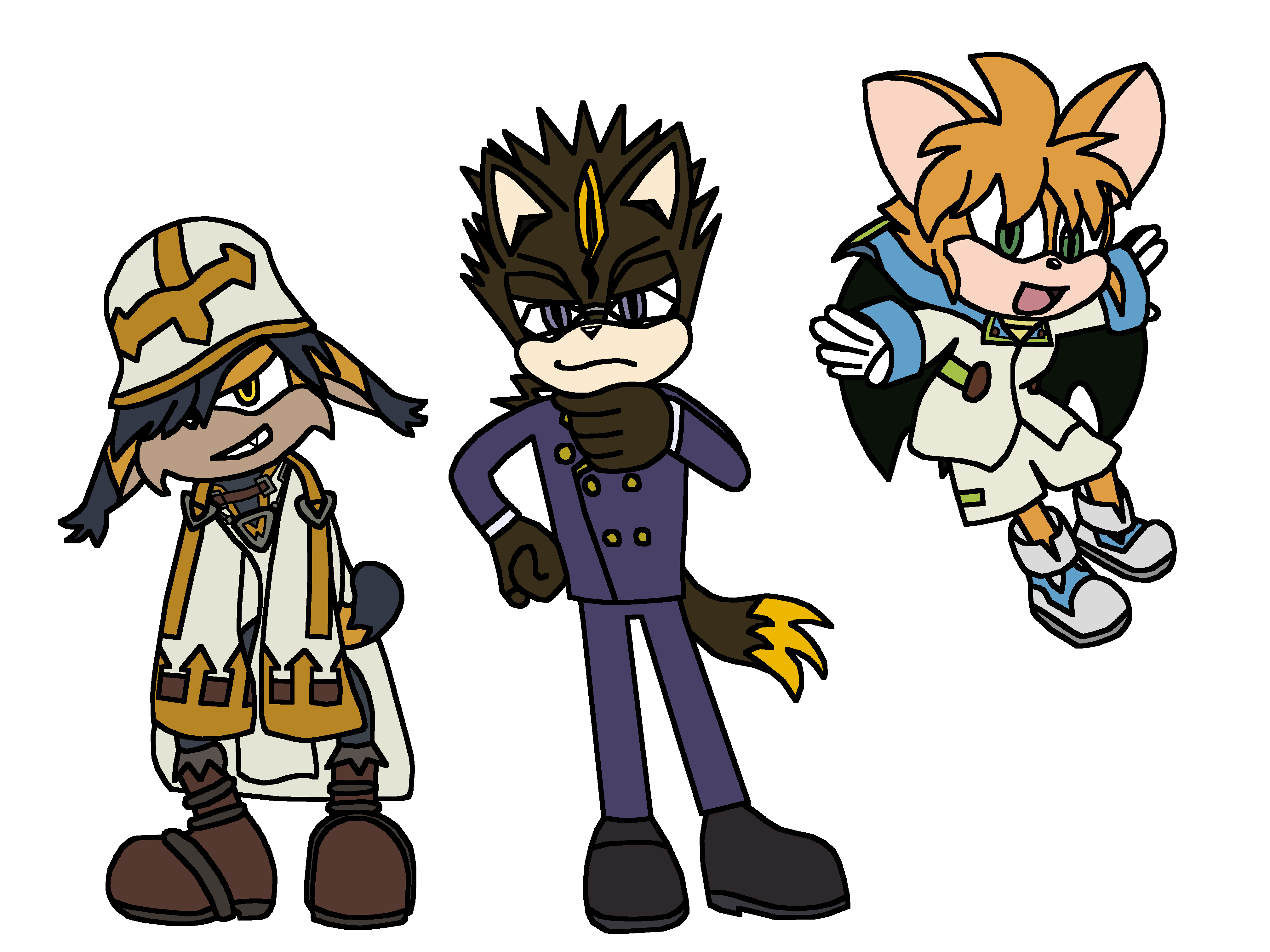 Johannes, Doji, and Yu as mobians by AvariceArtifice