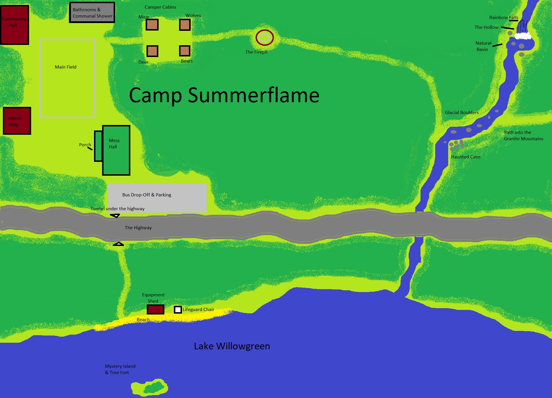 Camp Summerflame Map by Carey