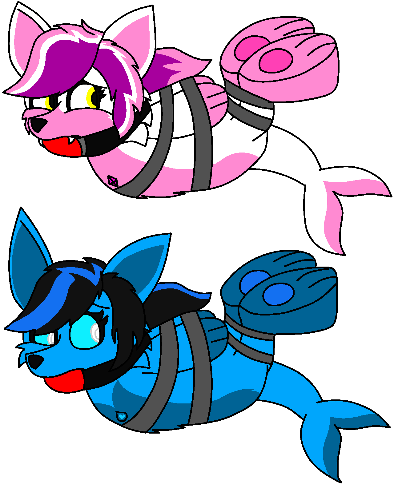 AquaWolf Mangled and AquaFox Leon Captured [AlexTheFox2002] by MangledTheArcticWolf