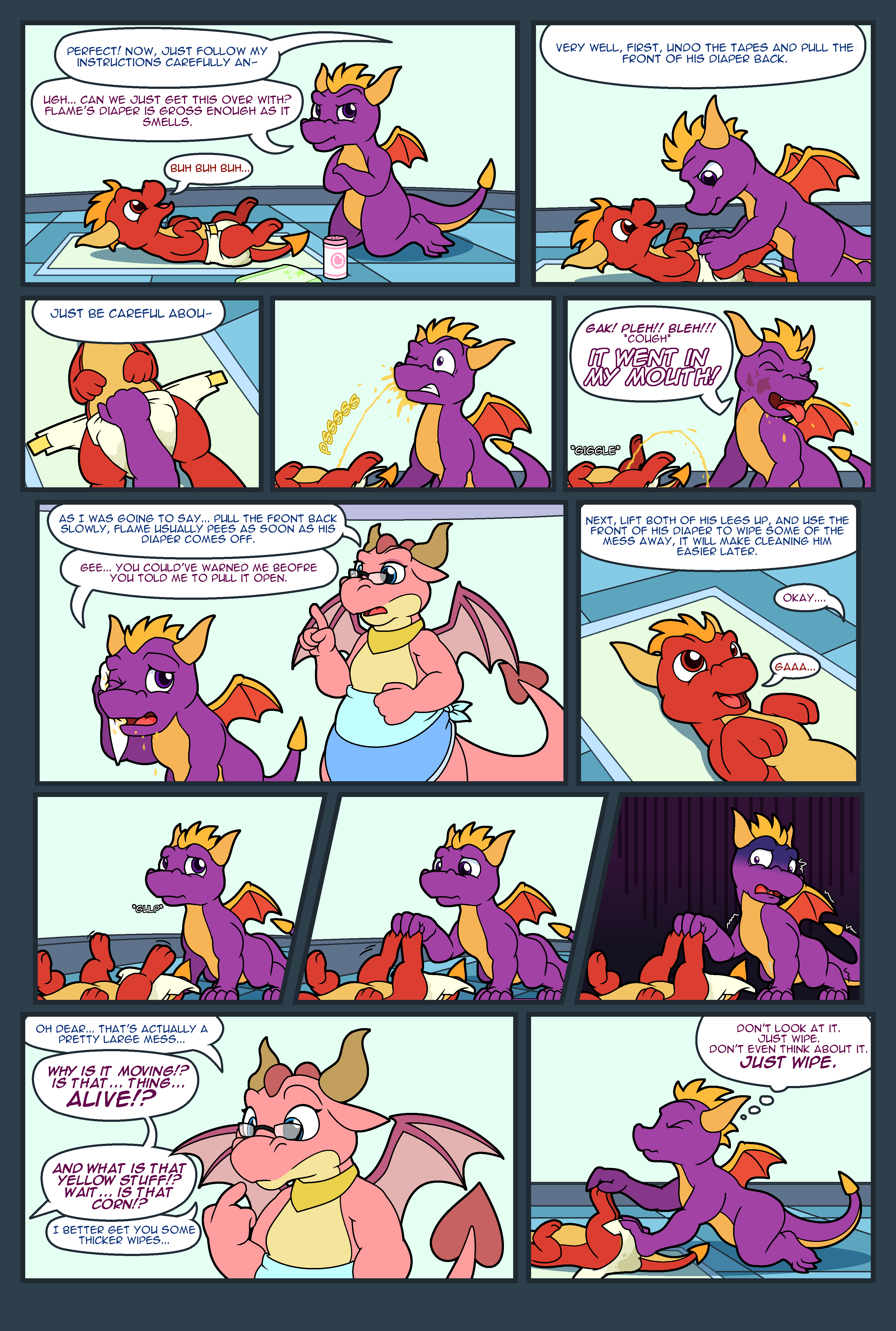 Spyro and Flame: 'Diaper Duty' by Yipthecoyotepup