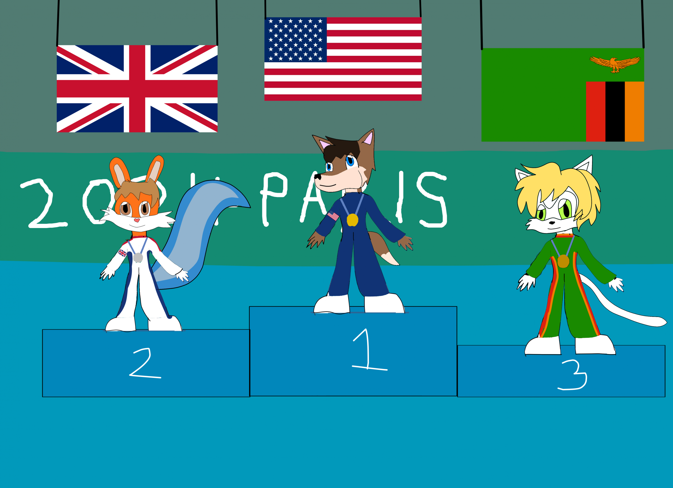 2024 Paris Olympics 400M Medal Ceremony by MegaManstitch87
