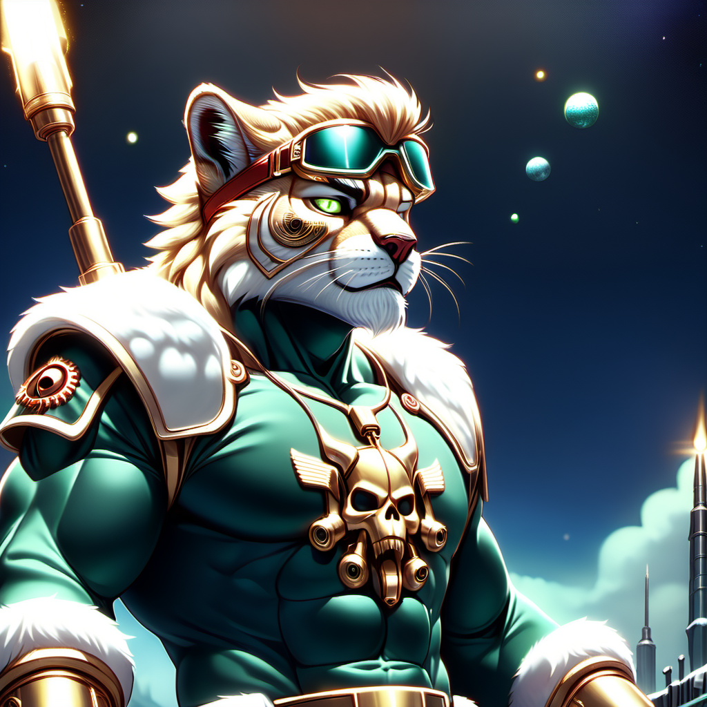 A furry warrior stands tall in space by Nonce