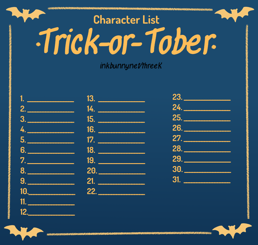 Trick-or-Tober Prompt List by threeK