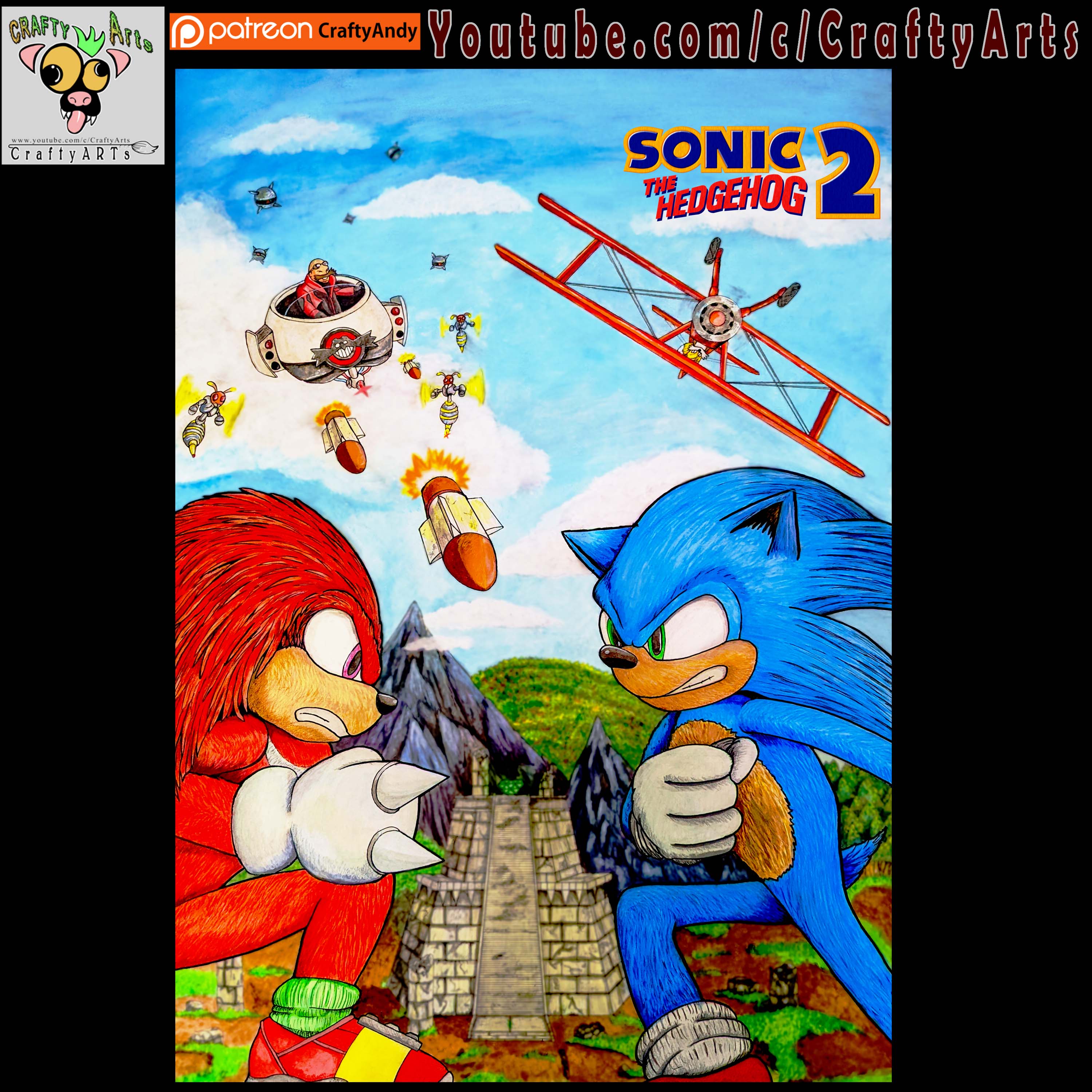 Sonic MOvie ACrylic painting By CraftyAndy by CraftyAndyArt