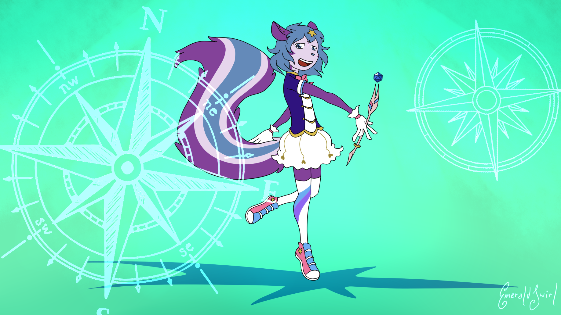 Magical girl skunk by emeraldswirl