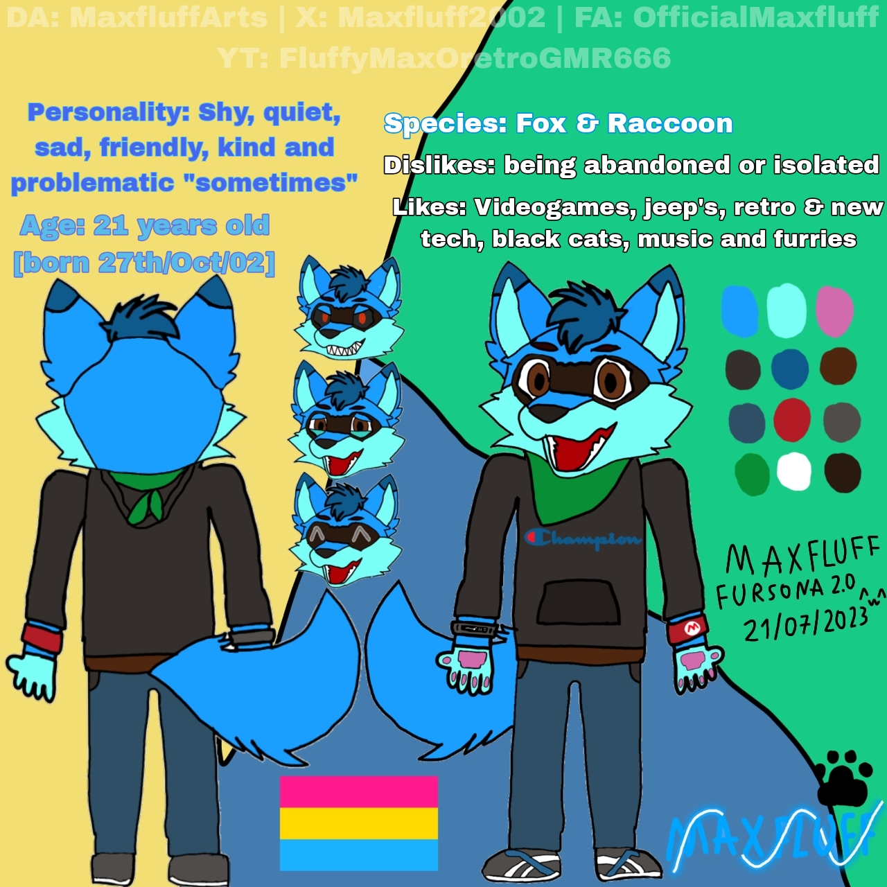 Maxfluff's 2.0 Fursona OC Ref by MaxfluffTheCoonFox2002