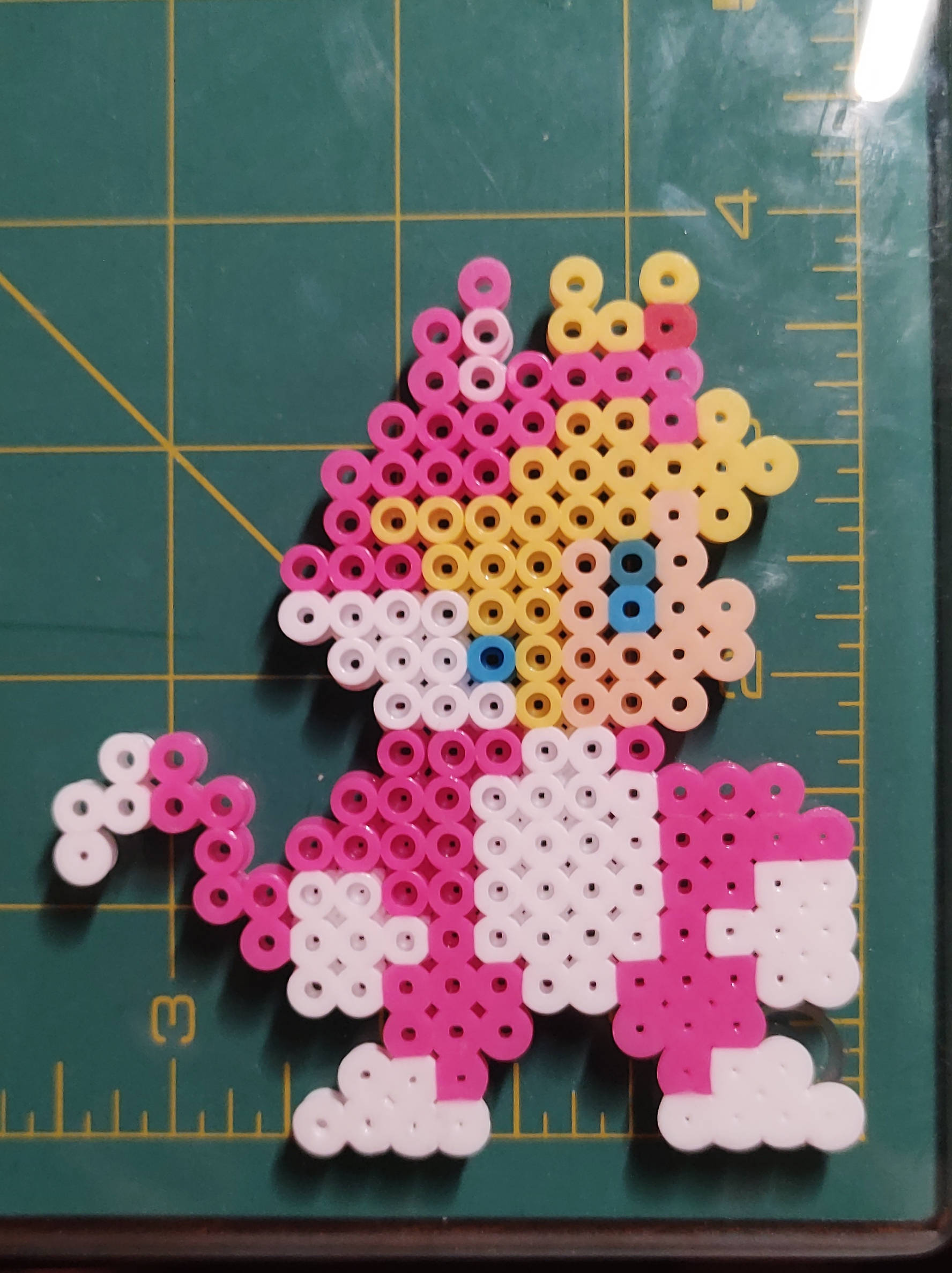 8bit Kitty Peach Perler by ryuuiaryuusei