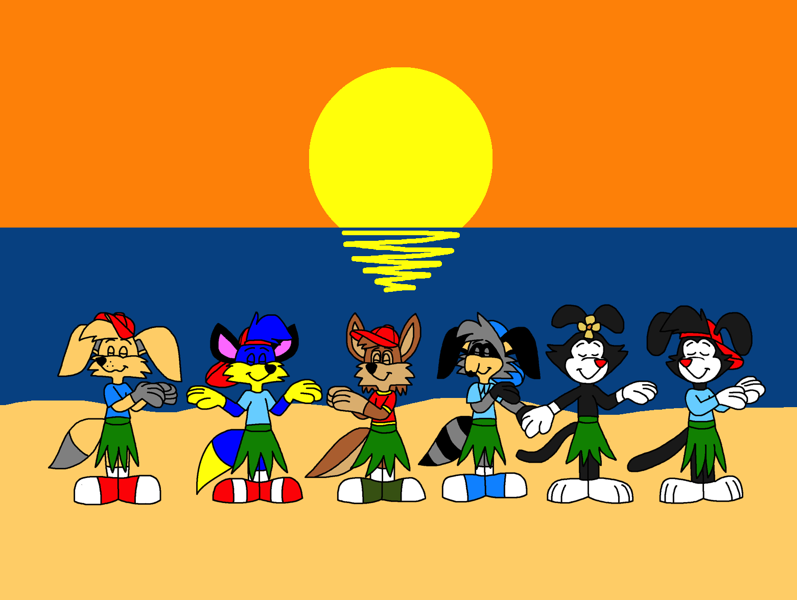 Friends in the Hula Dance by ToonlandianFox2002
