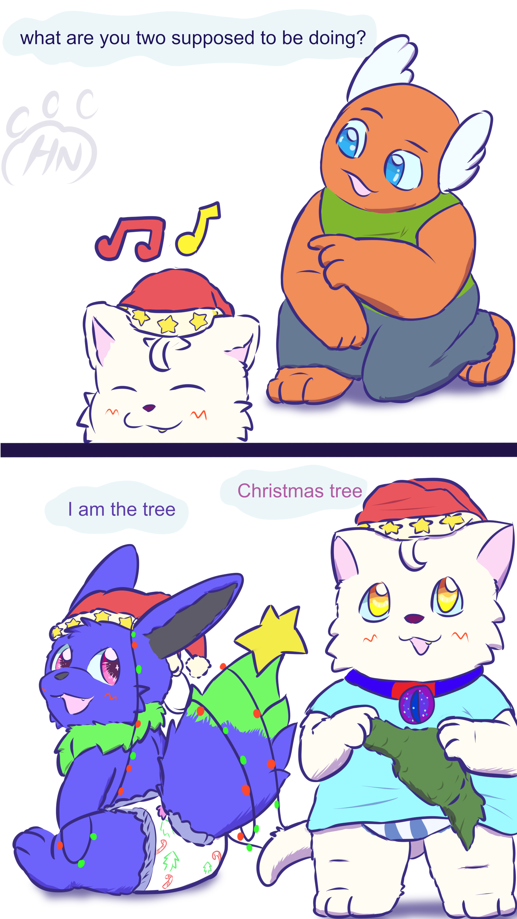 (ych) christmast Streamie and Mathias by HangyakuNeko