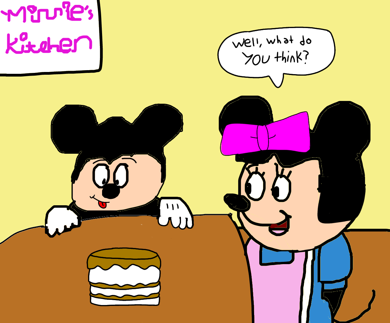 minnie made a cake for mickey by frogtable125