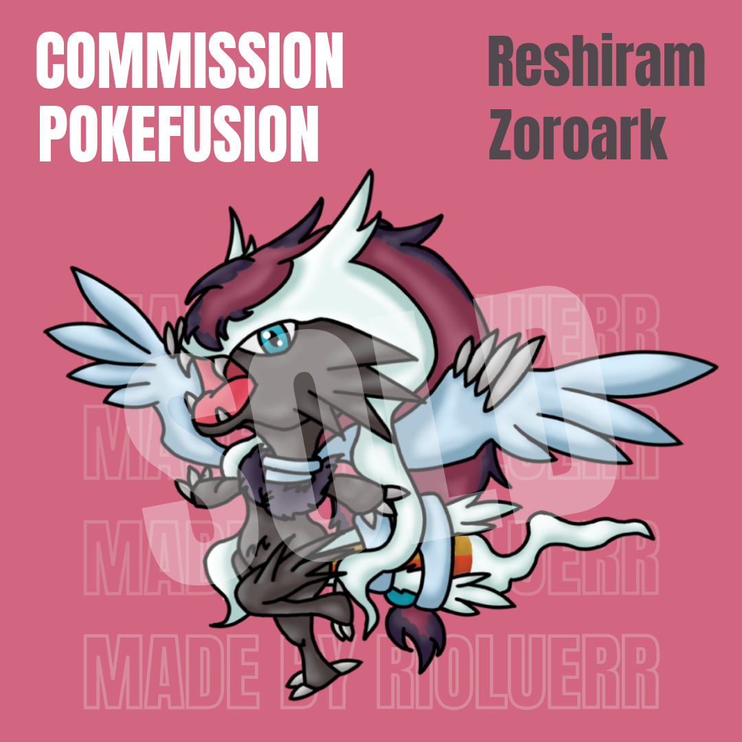 Reshiram + Zoroark - Pokefusion Chibi Commission by riorioluu