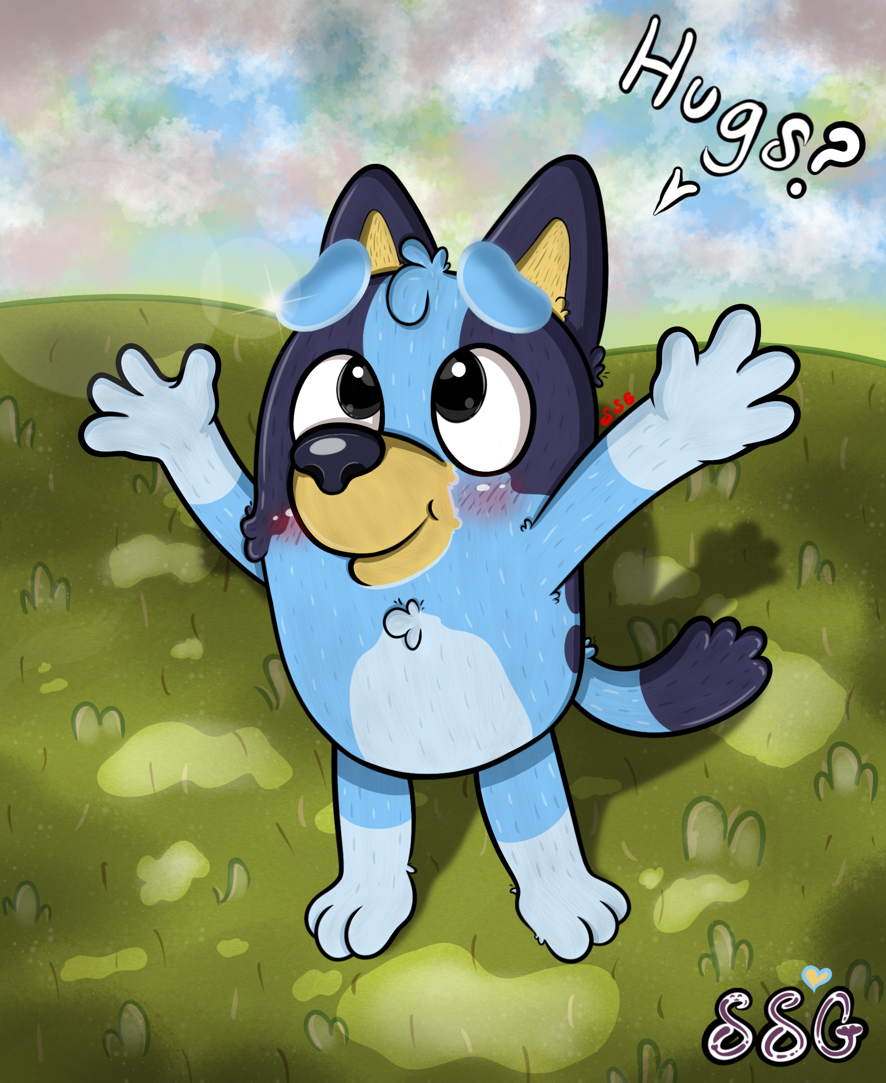 Bluey Desires Hugs! (Canon-like-Style) by SomeStickyGoo