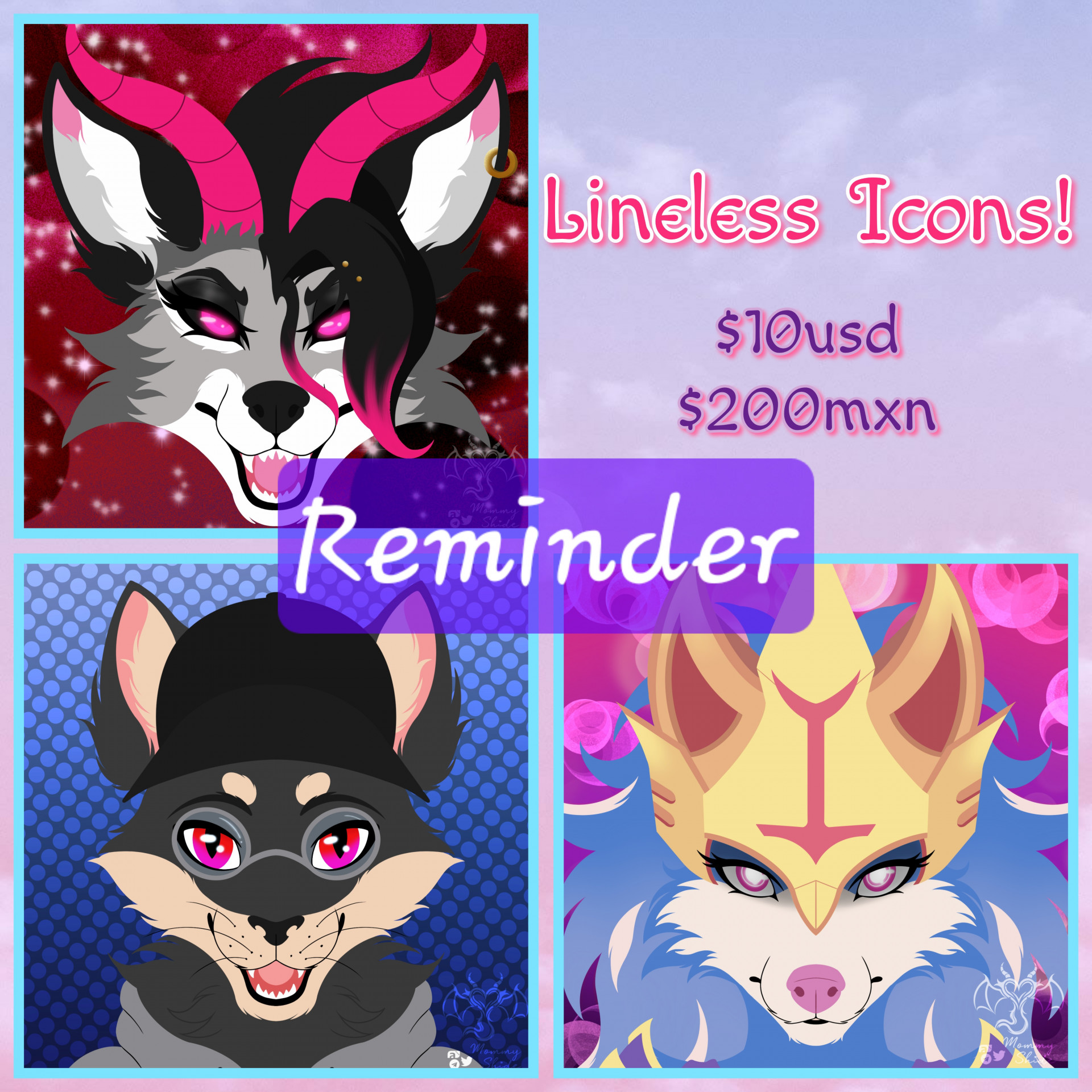 [Reminder] Lineless Icons Commissions! by MommyShide