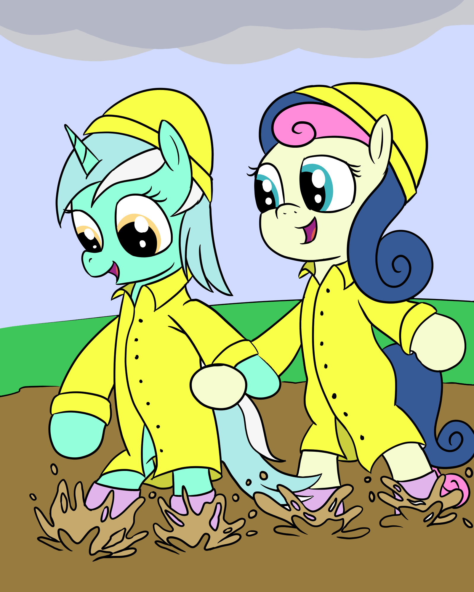 Raincoat couple lyra and Bonbon by mucky