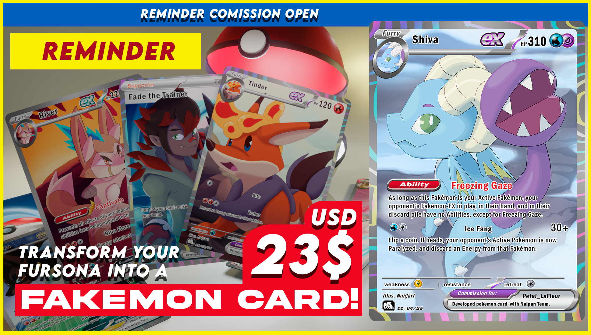 REMINDER Comission - Pokemon - Furry Card. by Naipanart