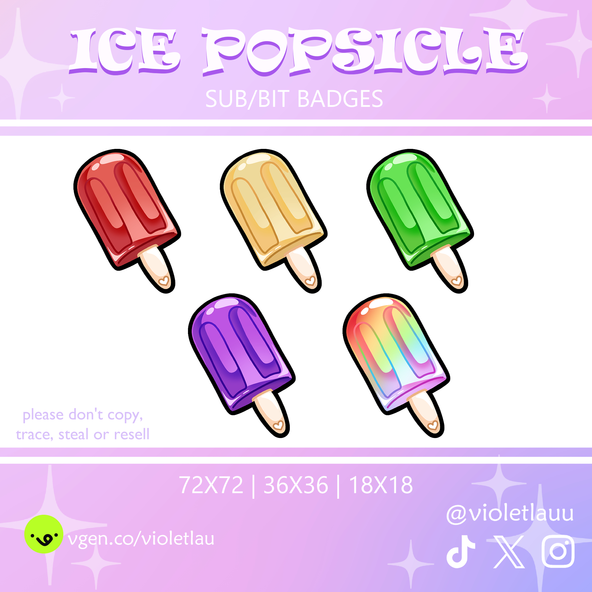 Ice Popsicle ☆ Badges ☆ Fixed price 2$ by violetlau