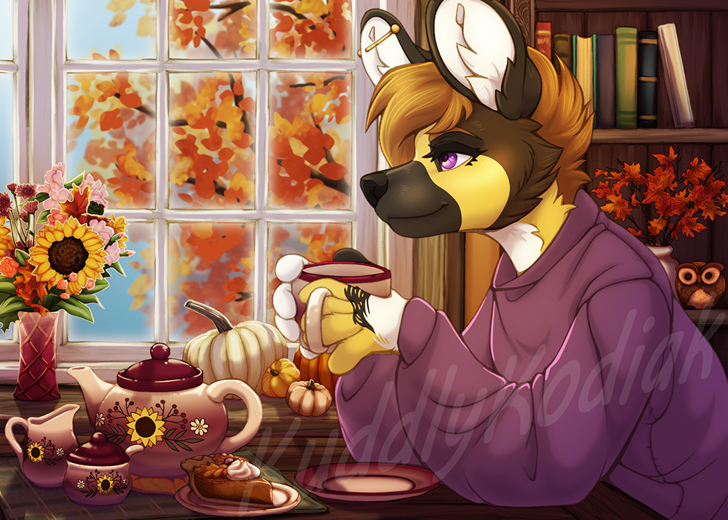 Fall Cozy Tea YCH - Ari by KuddlyKodiak