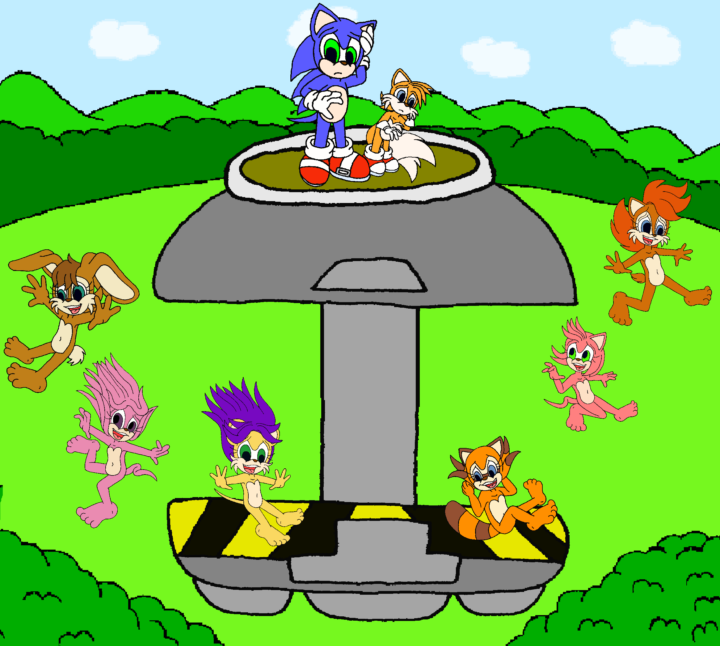 SONIC AND TAILS RESCUE THE GIRLS by DARKZADAR