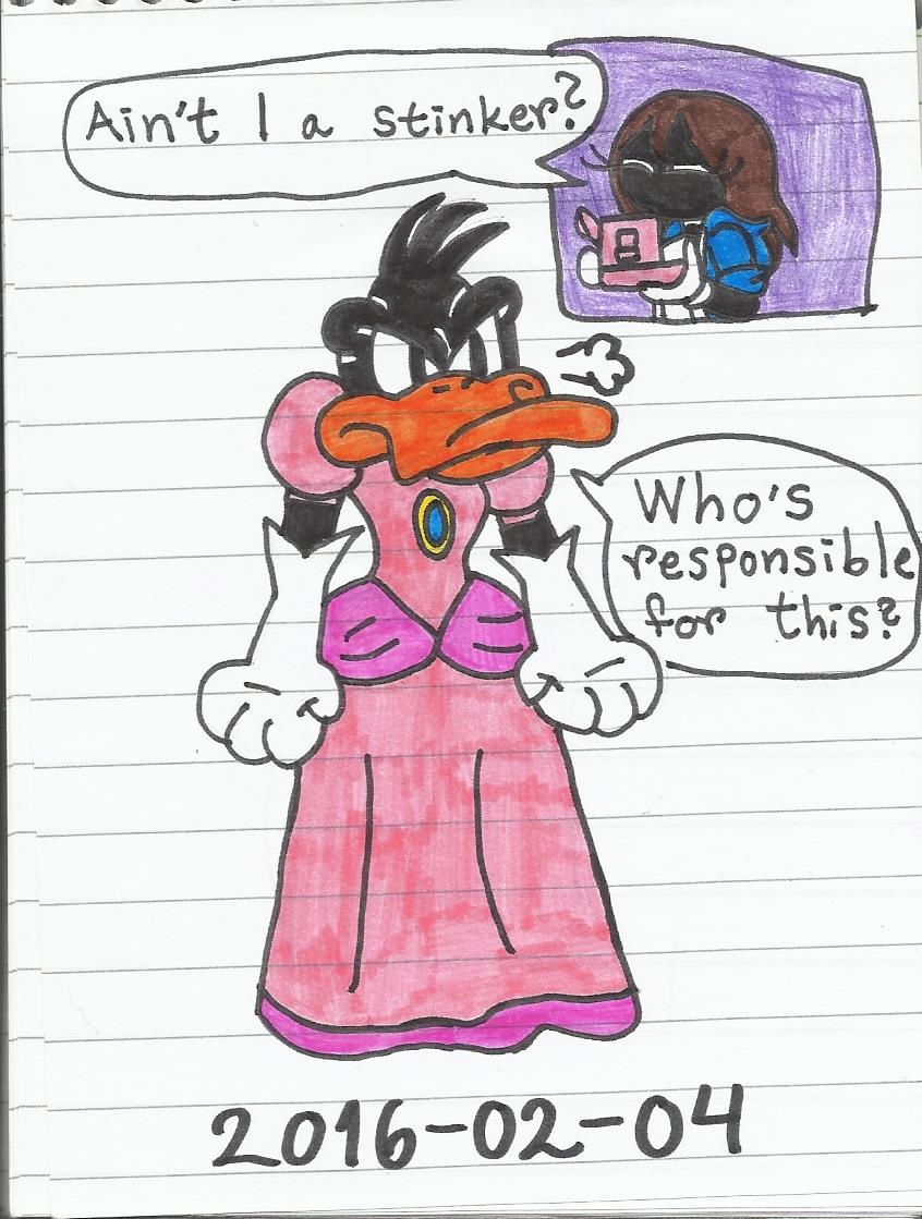Daffy Duck in Princess Peach dress by KatarinaTheCat18