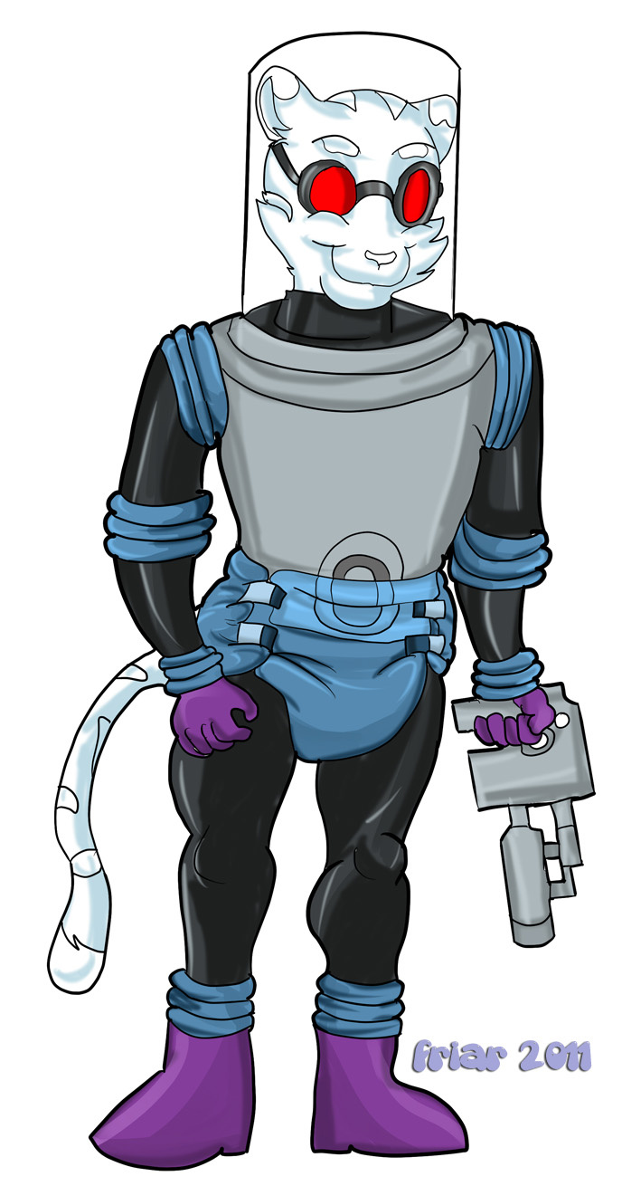 Diapered Supervillains: Se7en Tiger as Mr Freeze (diaper) by Friar