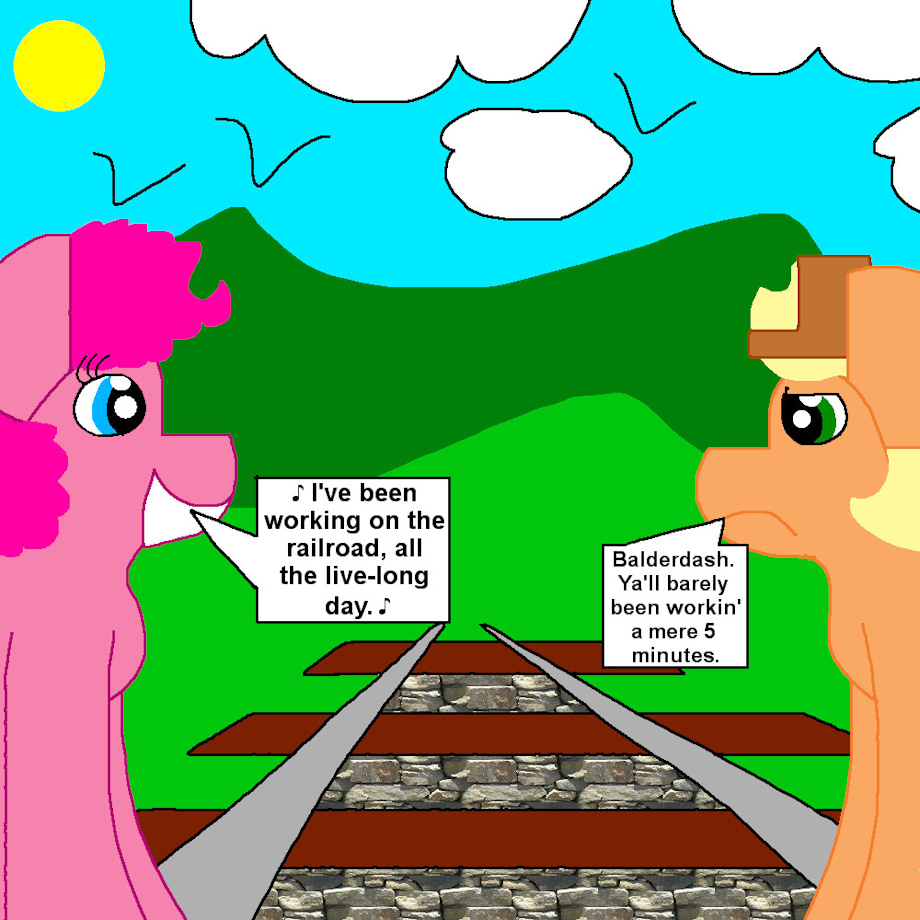 Pinkie Pie and Applejack' Railroad Work (Redrawn) by MasterMarik